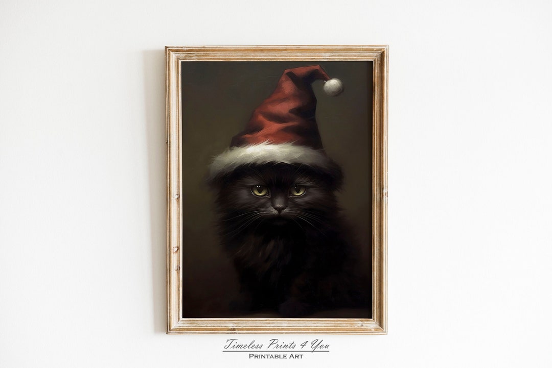 Santa Cat Print, Santa Cat Wall Art, Santa Cat, Santa Cat Christmas ...