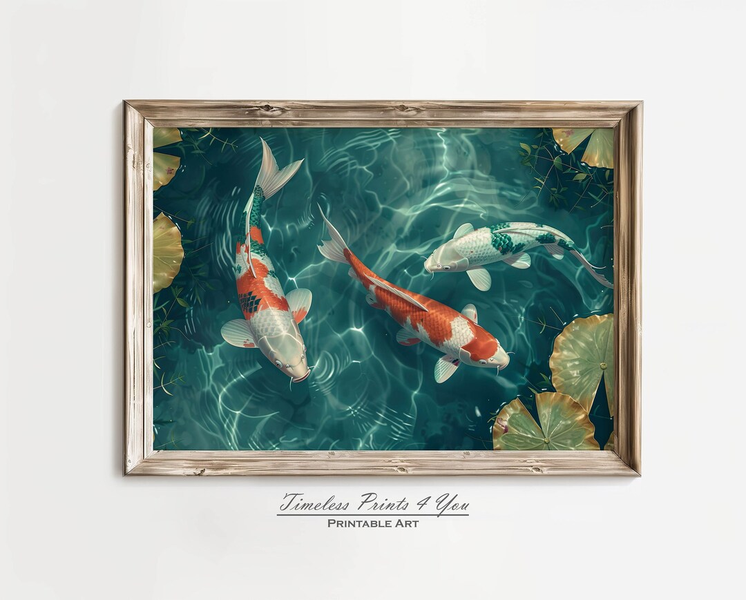 Koi Fish Painting, Koi Fish Decor, Japanese Wall Art, Japanese Art ...