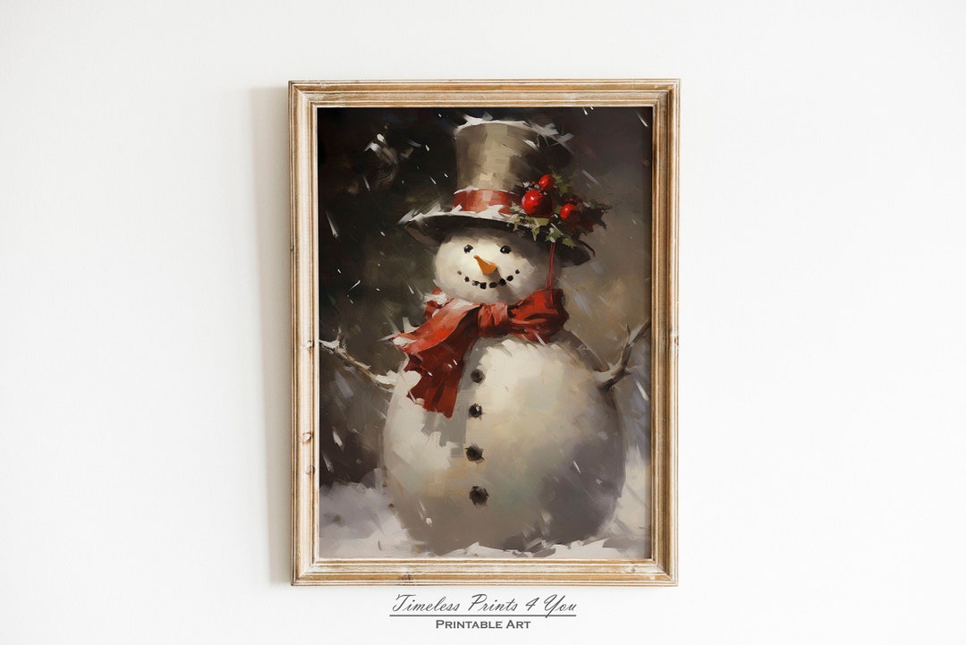 Snowman Art Print, Snowman Wall Art, Snowman Print, Rustic Snowman ...