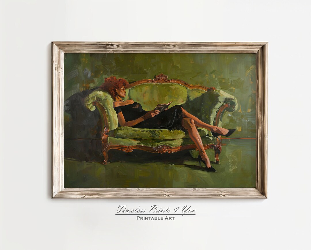 African American Woman Reading Book, Downloadable Art Black Woman ...