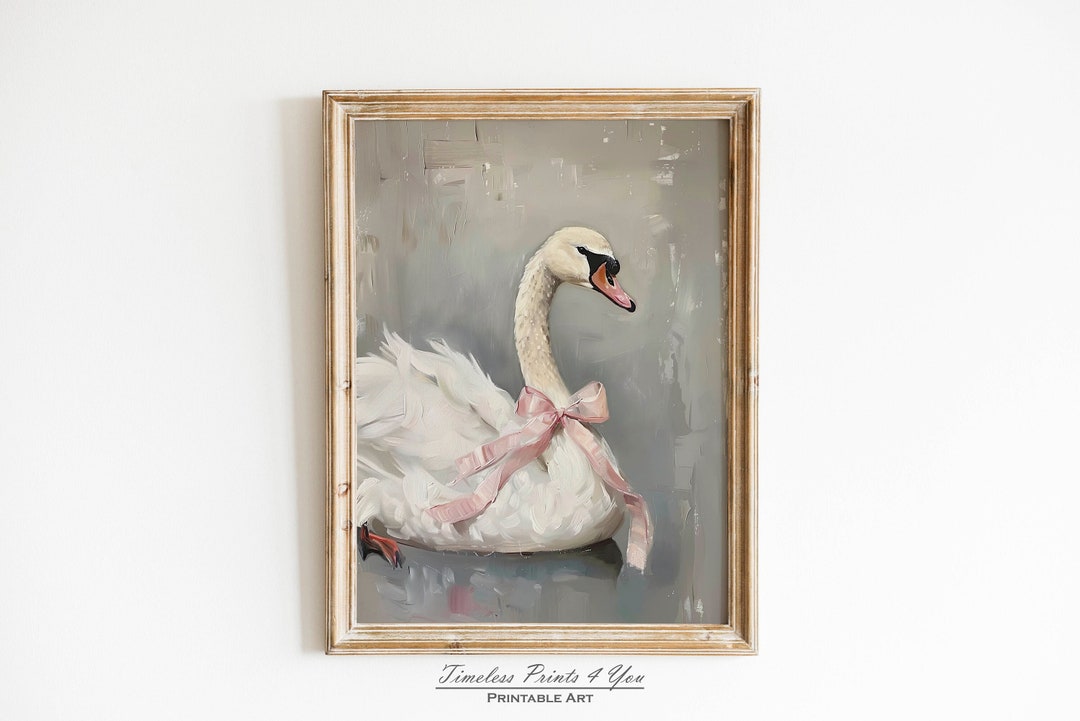 Swan Wall Art Print, Coquette Wall Art Print, Pink Coquette Room Decor ...
