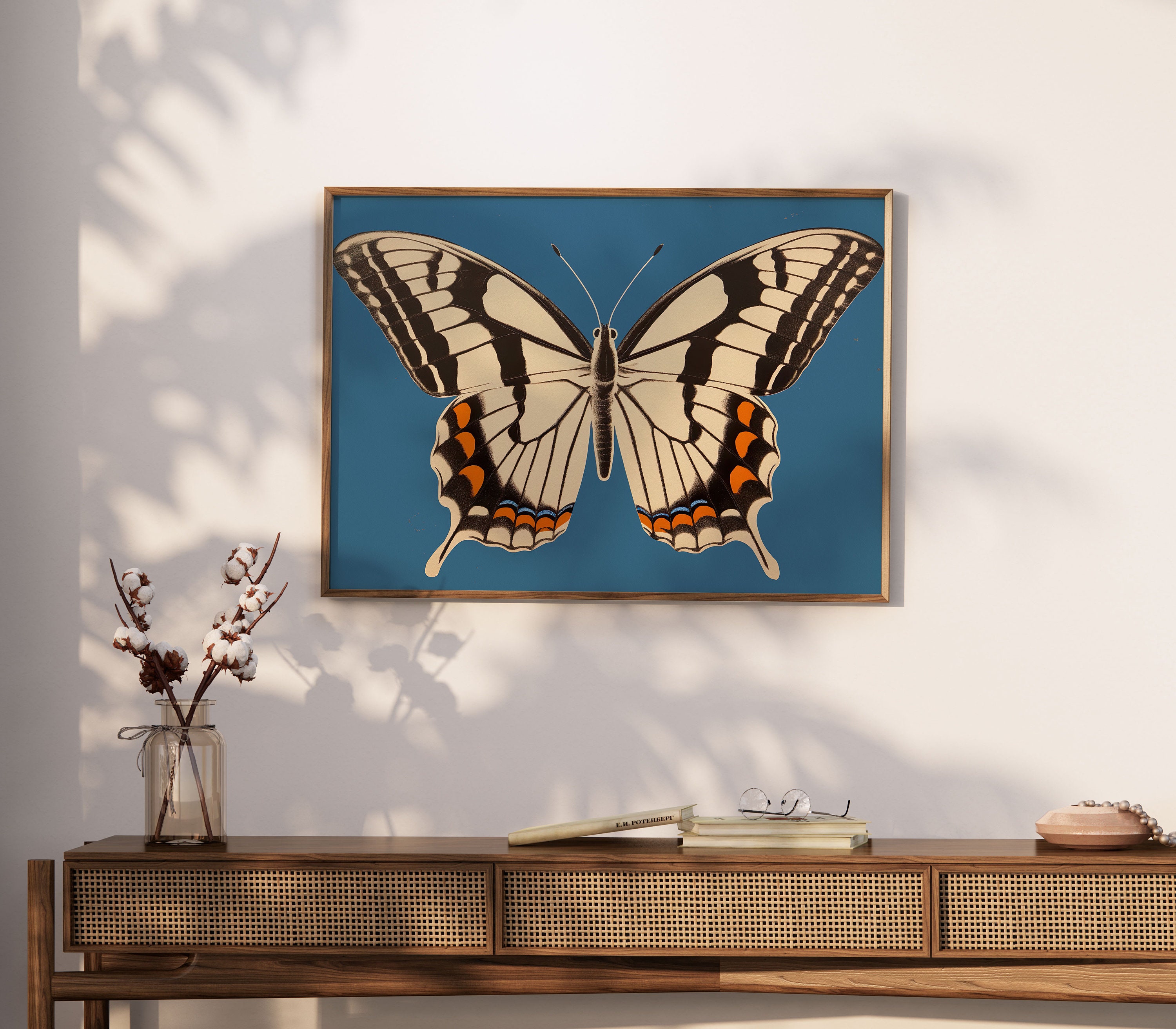 Blue Butterfly Art, Vintage Butterfly Print, Blue Butterfly Print ...