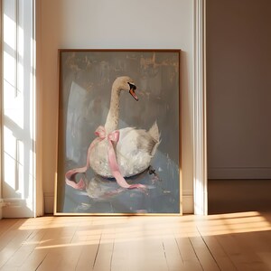 Swan Wall Art Print, Coquette Wall Art Print, Pink Coquette Room Decor ...