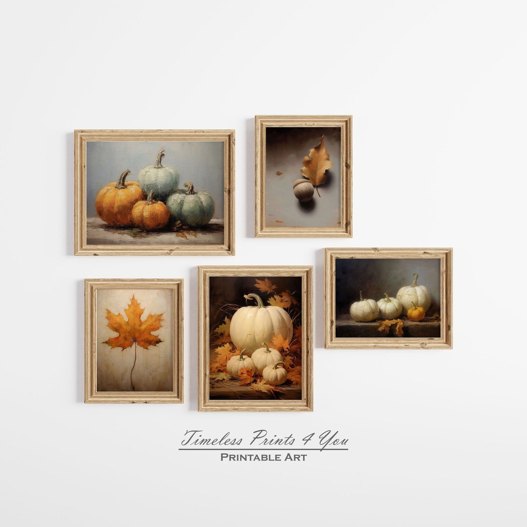 Fall Printable Wall Art Set, Rustic Wall Art Set, Pumpkin Print Set ...