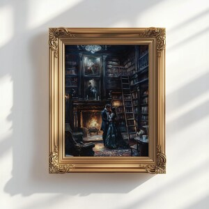 Dark Academia Library Wall Art, Dark Aesthetic Books Wall Art, Print ...