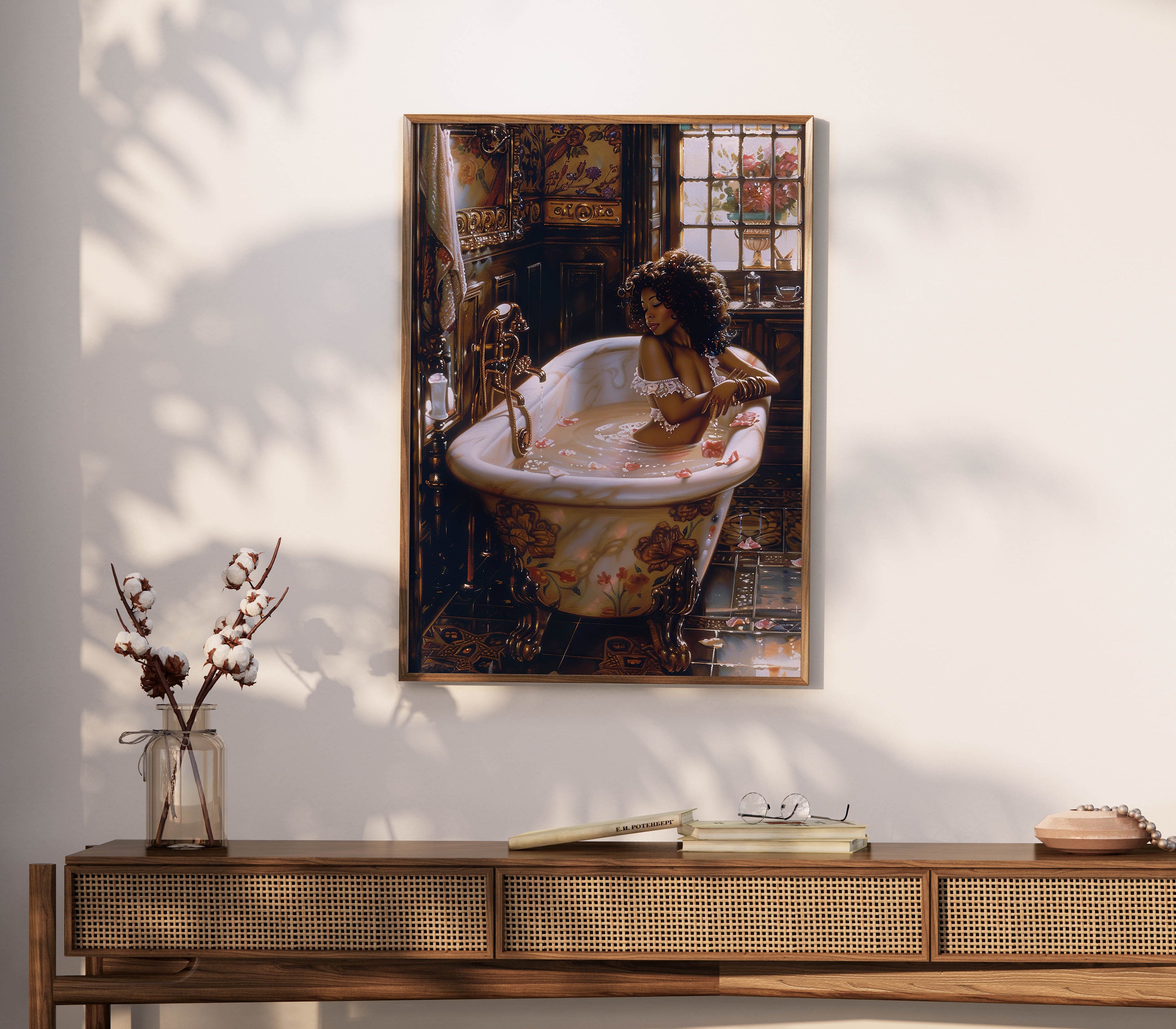 Black Girl in Bathroom Printable, Black Woman African American ...