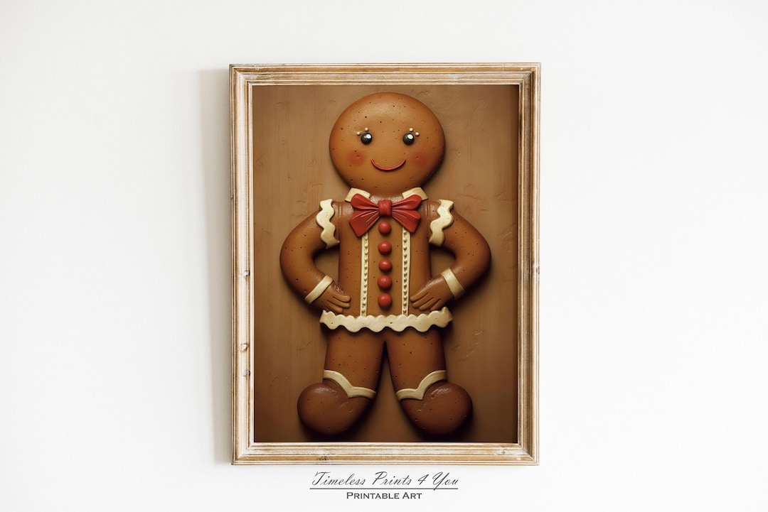 Gingerbread Man Art, Gingerbread Wall Art, Xmas Kitchen Decor, Xmas ...
