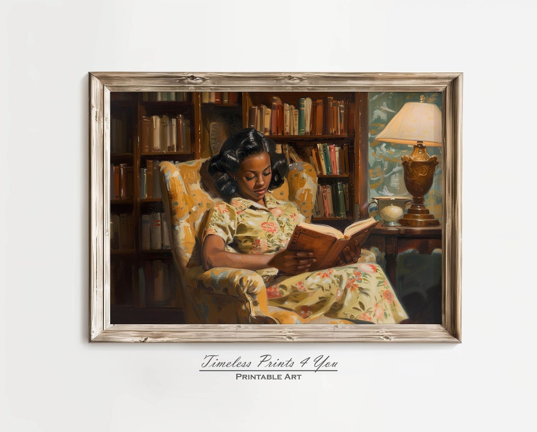Black Art Woman Reading, African American Print, Black Woman Art Print ...