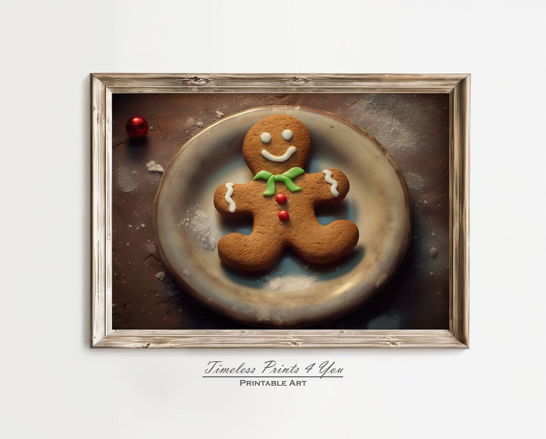Gingerbread Man Art, Gingerbread Wall Art, Xmas Kitchen Decor, Xmas ...