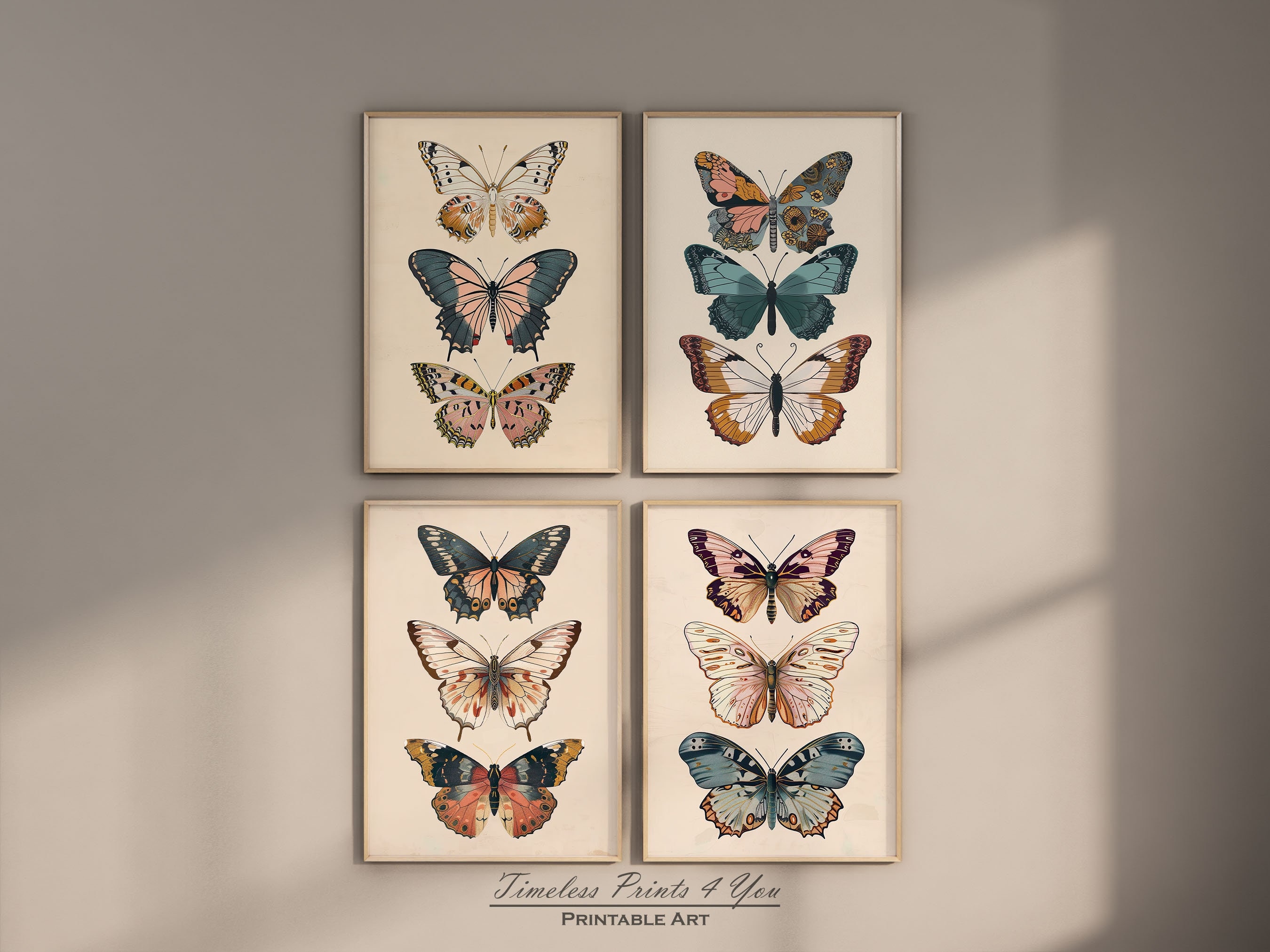 Butterfly Print Set of 4, Butterfly Picture Print, Kids Butterfly Print ...