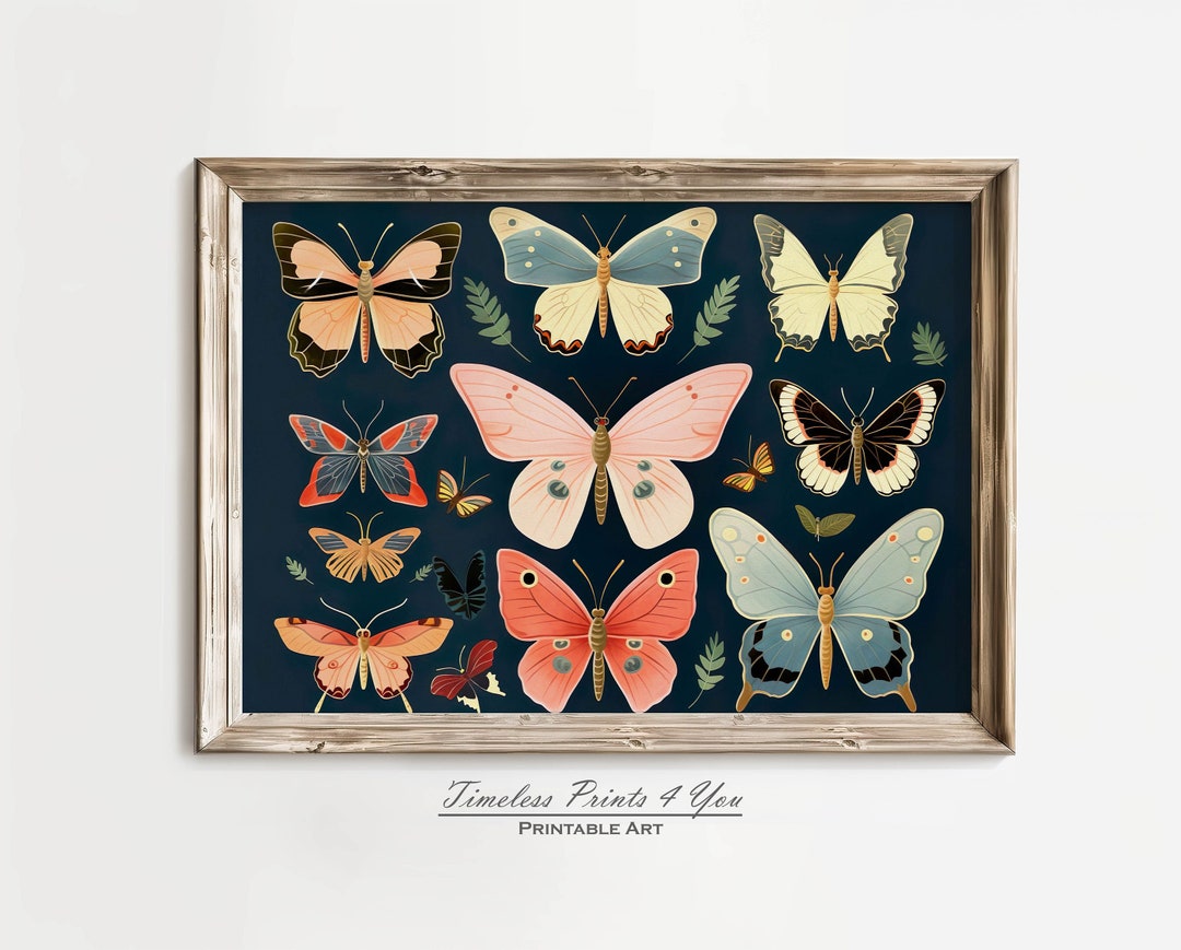 Boho Butterfly Art, Boho Butterfly Print, Butterfly Wall Art Nursery ...