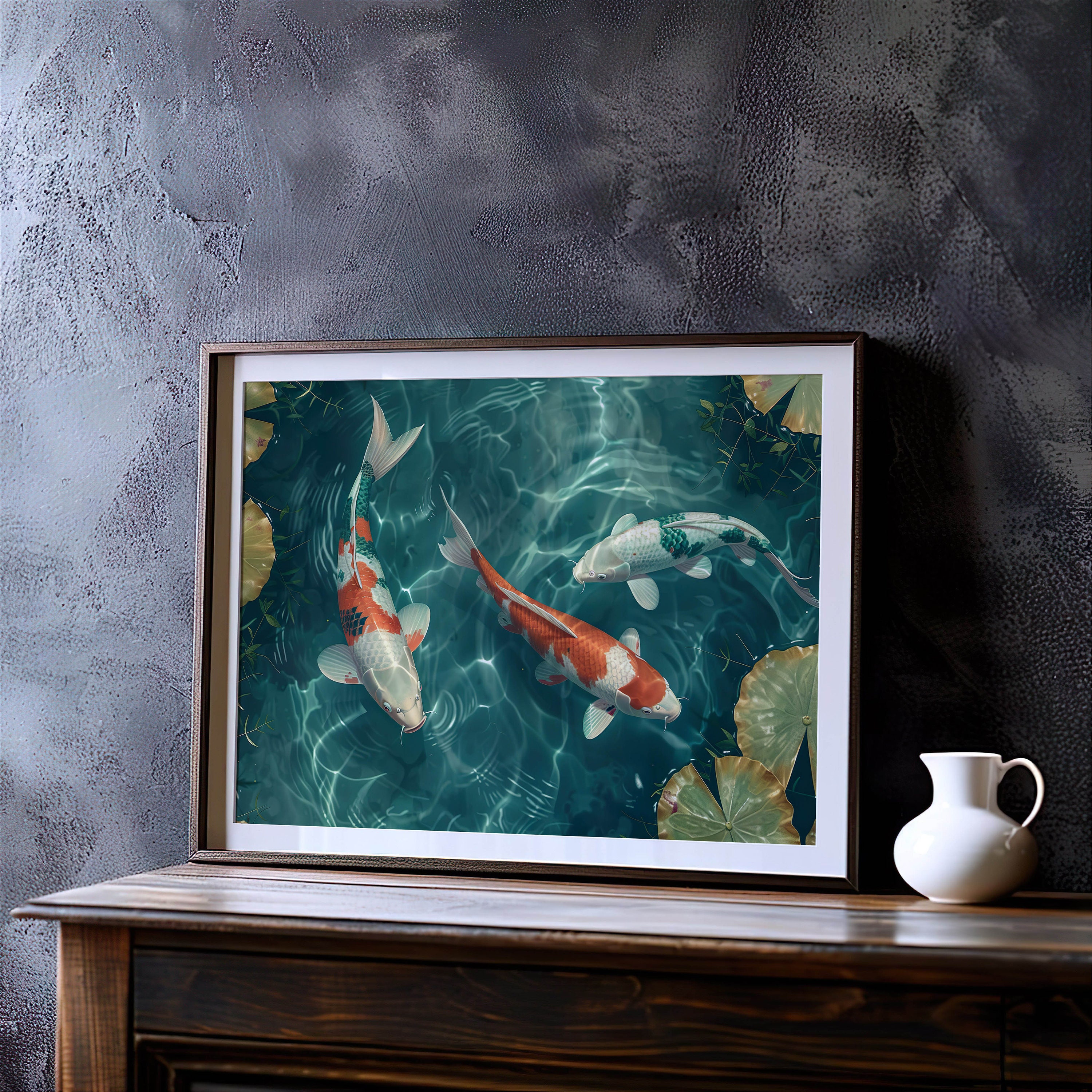 Koi Fish Painting, Koi Fish Decor, Japanese Wall Art, Japanese Art ...