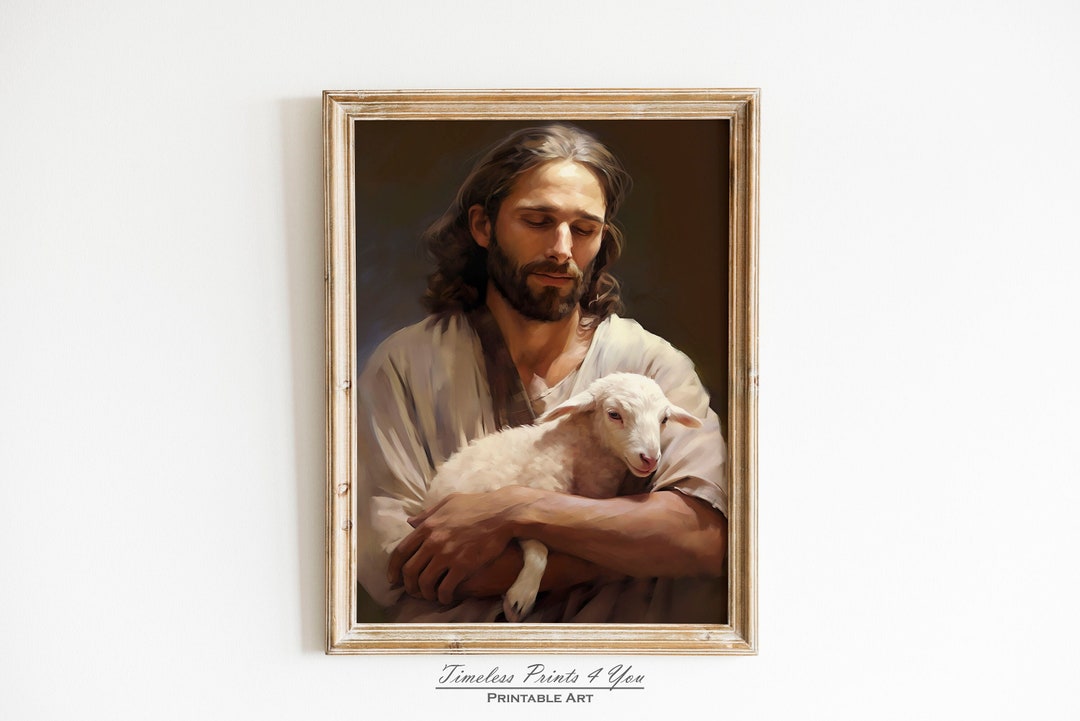 Jesus and Lamb, Jesus Painting, Jesus Wall Art, Modern Christian Art ...