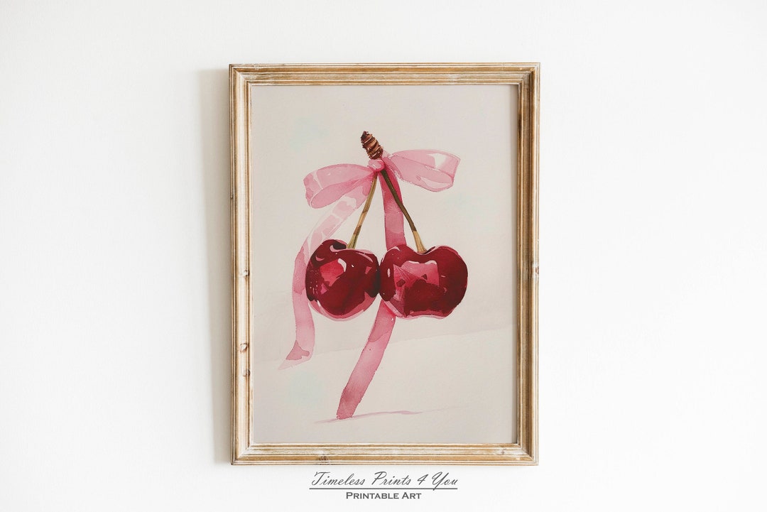 Cherry Wall Art Print, Coquette Room Decor, Coquette Wall Art Print ...