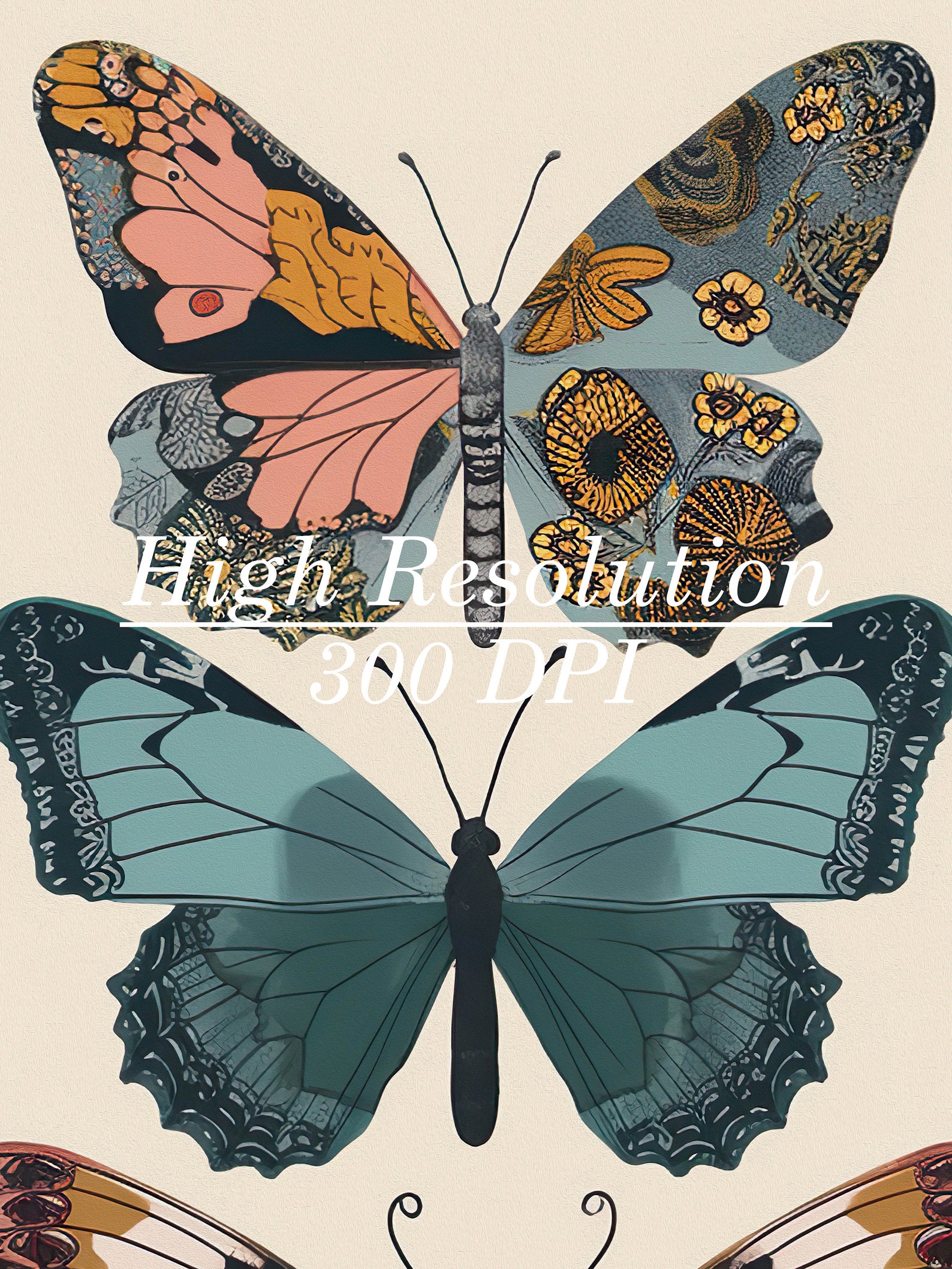 Boho Butterfly Art, Floral Butterfly Art, Boho Butterfly Print ...