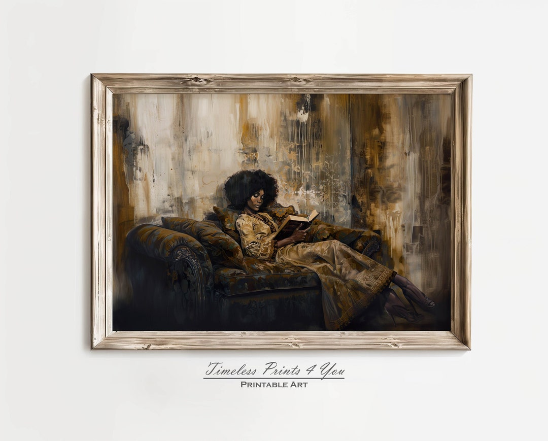 Black Woman Art Print, African American Print, Black Art Woman Reading ...