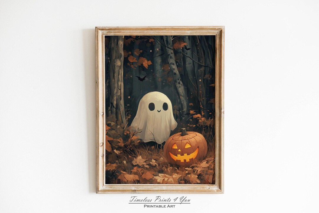 Vintage Halloween Ghost Art Print, Spooky Printable (digital Download ...