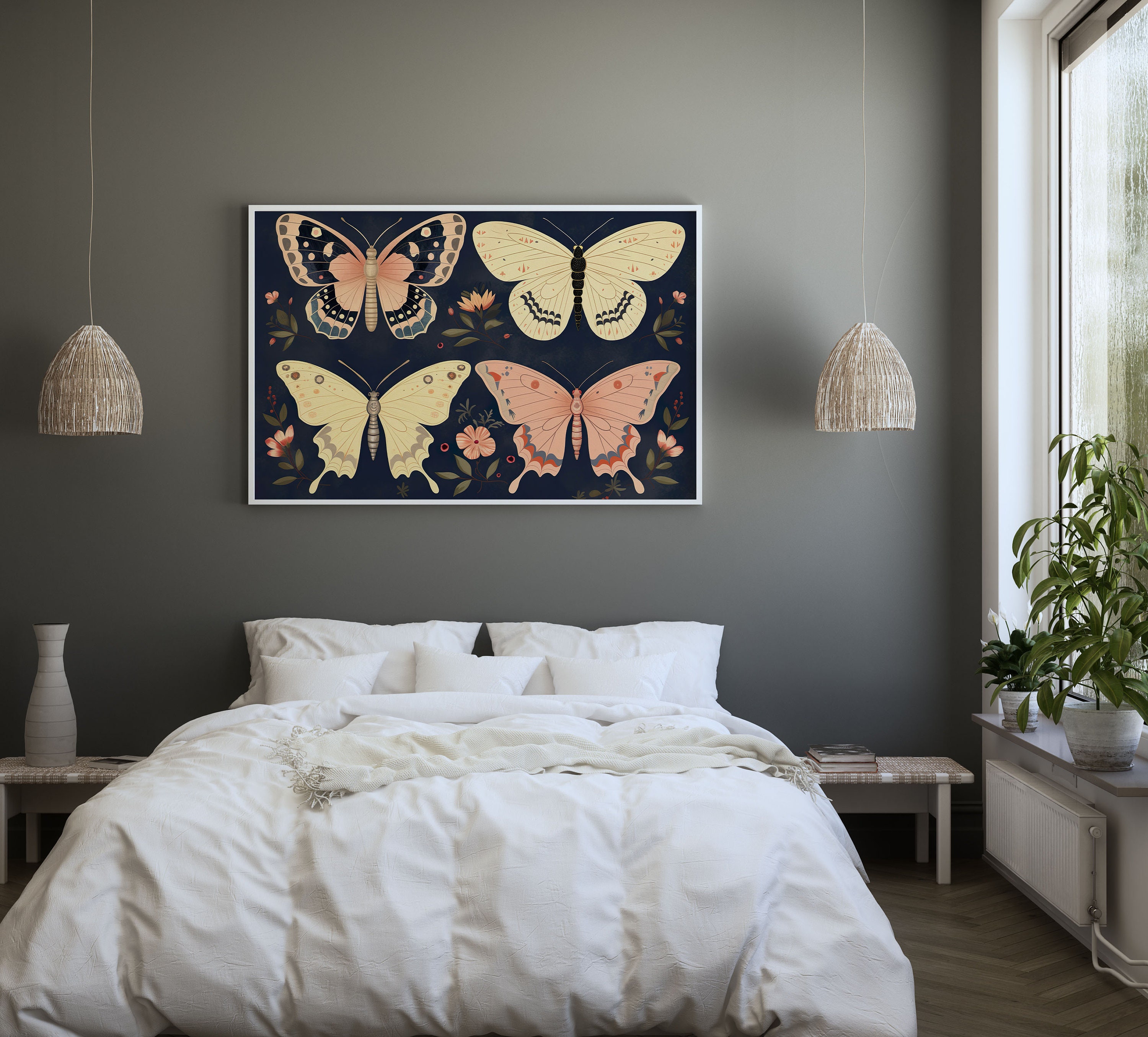 Boho Butterfly Art, Boho Butterfly Print, Butterfly Wall Art Nursery ...