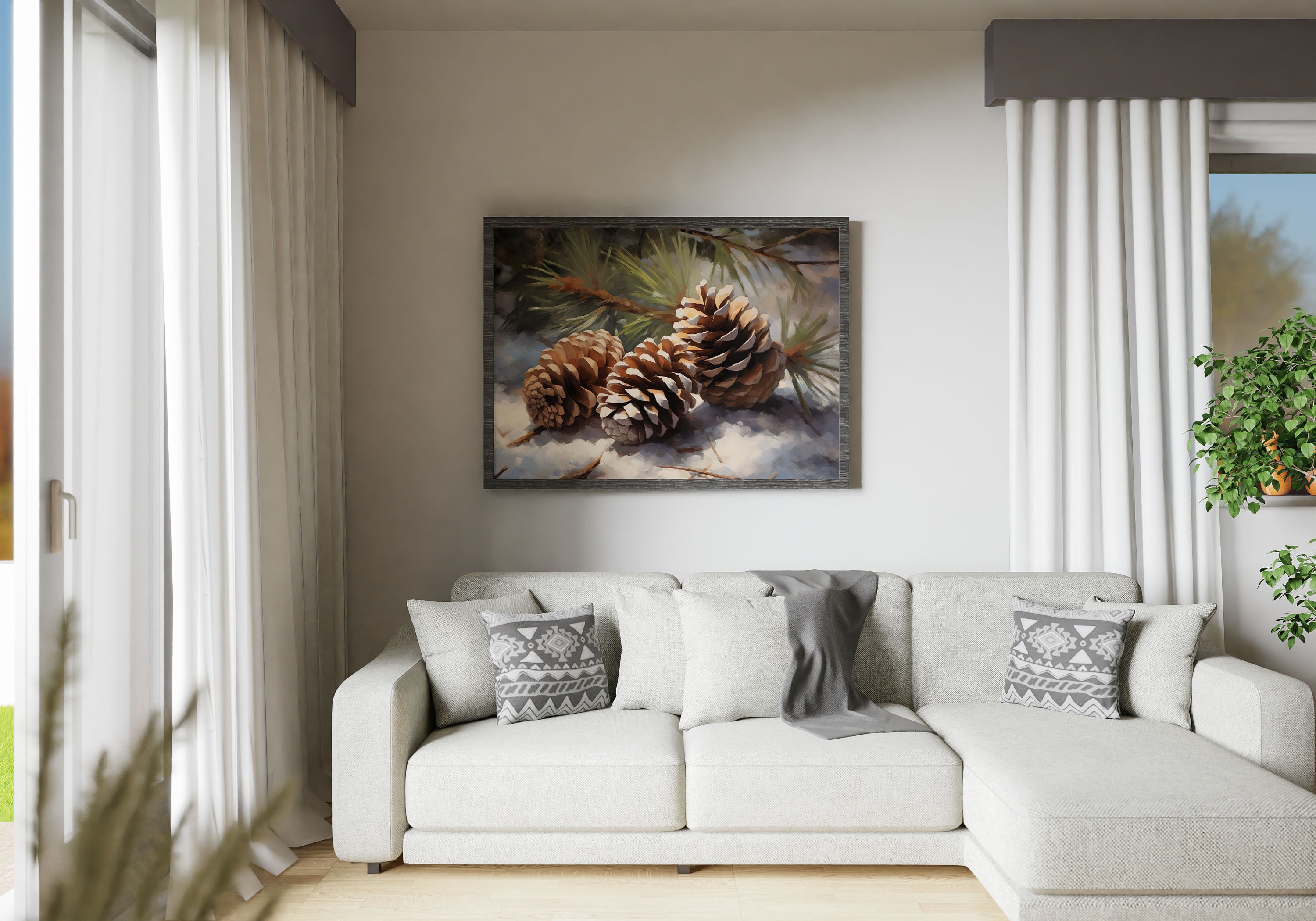Pine Cone Wall Art, Pine Cone Printable, Pine Cone Print, Pine Cone Digital, Pine Cone Painting ...