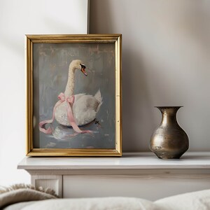 Swan Wall Art Print, Coquette Wall Art Print, Pink Coquette Room Decor ...
