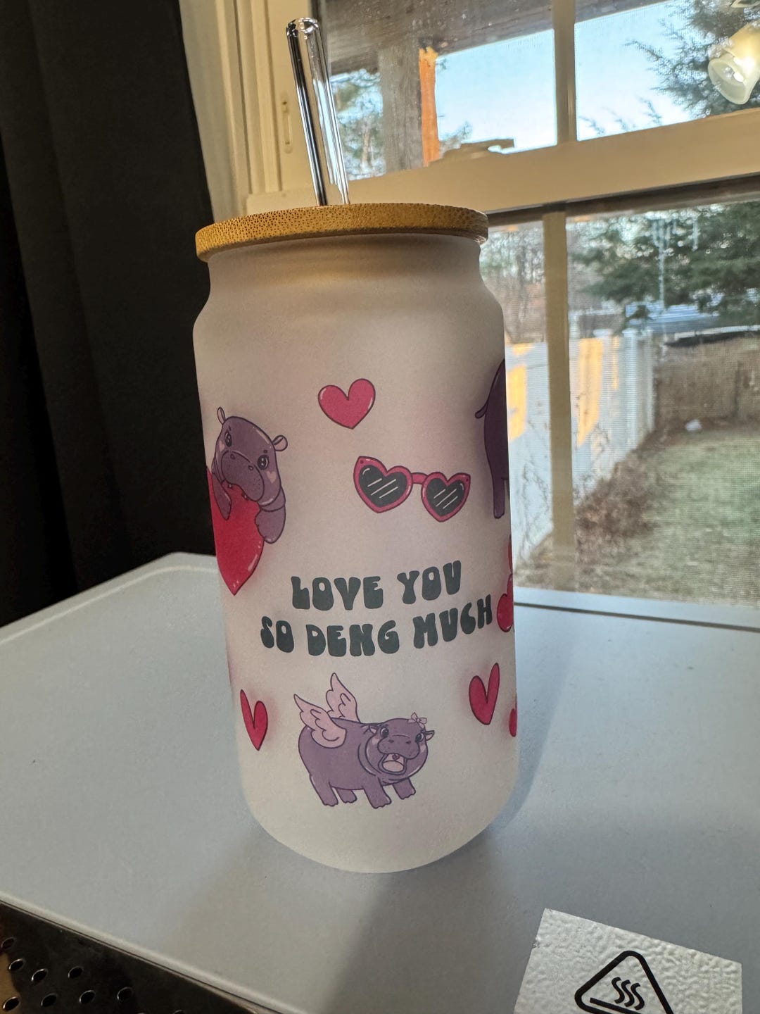 Moo Deng Bouncy Pygmy 18 Oz Glass Can - Moisturized and Chaotic Glass ...