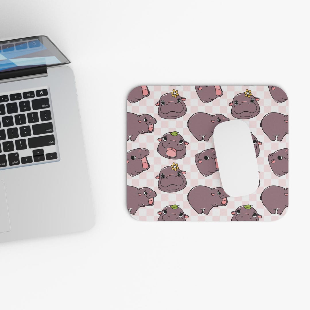 Moo Deng Mouse Pad (rectangle) | Moo Deng Desk Accessory | Bouncy Pygmy ...