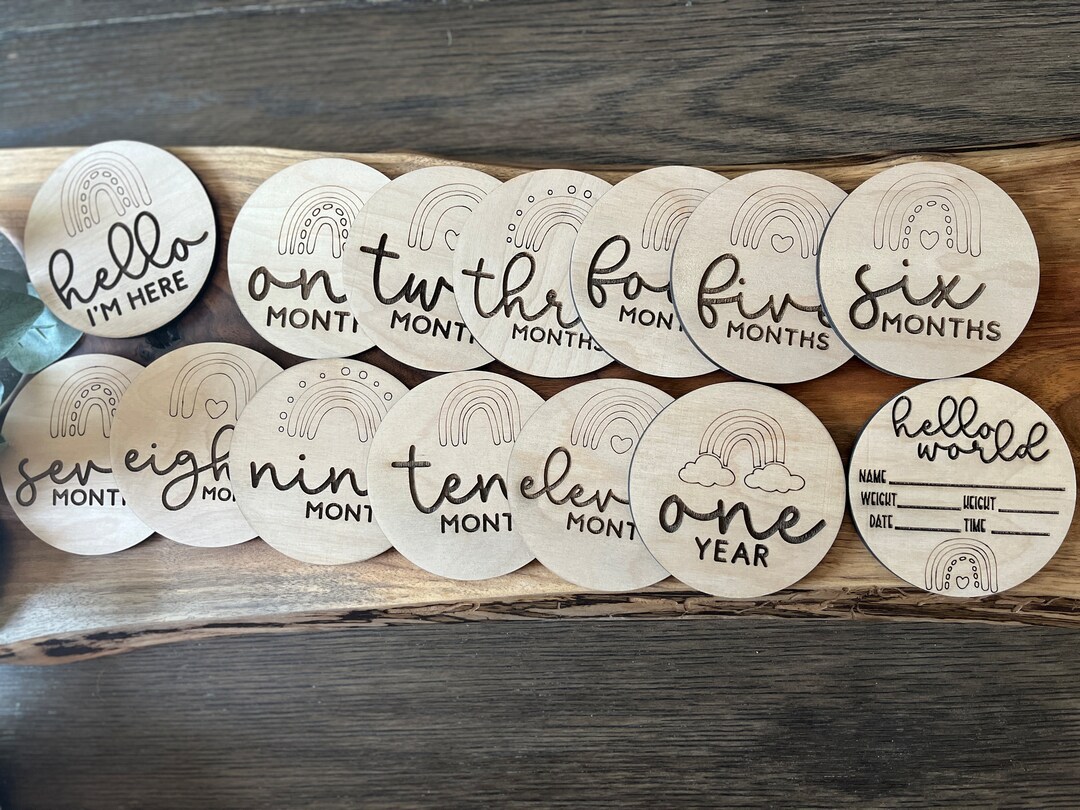 Baby Milestone Rounds | Rainbow Newborn Photo Prop | Baby Monthly Photo ...