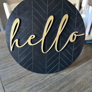 3D Wooden Hello Sign | Hello Welcome Sign | Door Sign - Etsy