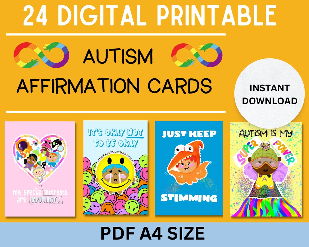 24 Digital Autism Affirmation Cards - Printable Spectrum Cards for ...
