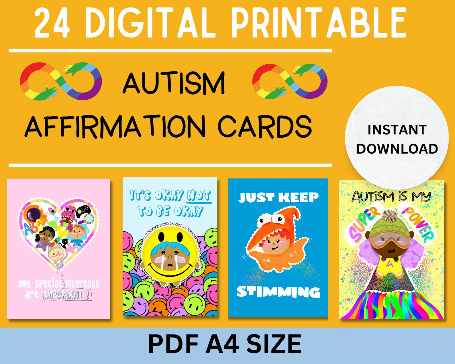 24 Digital Autism Affirmation Cards - Etsy