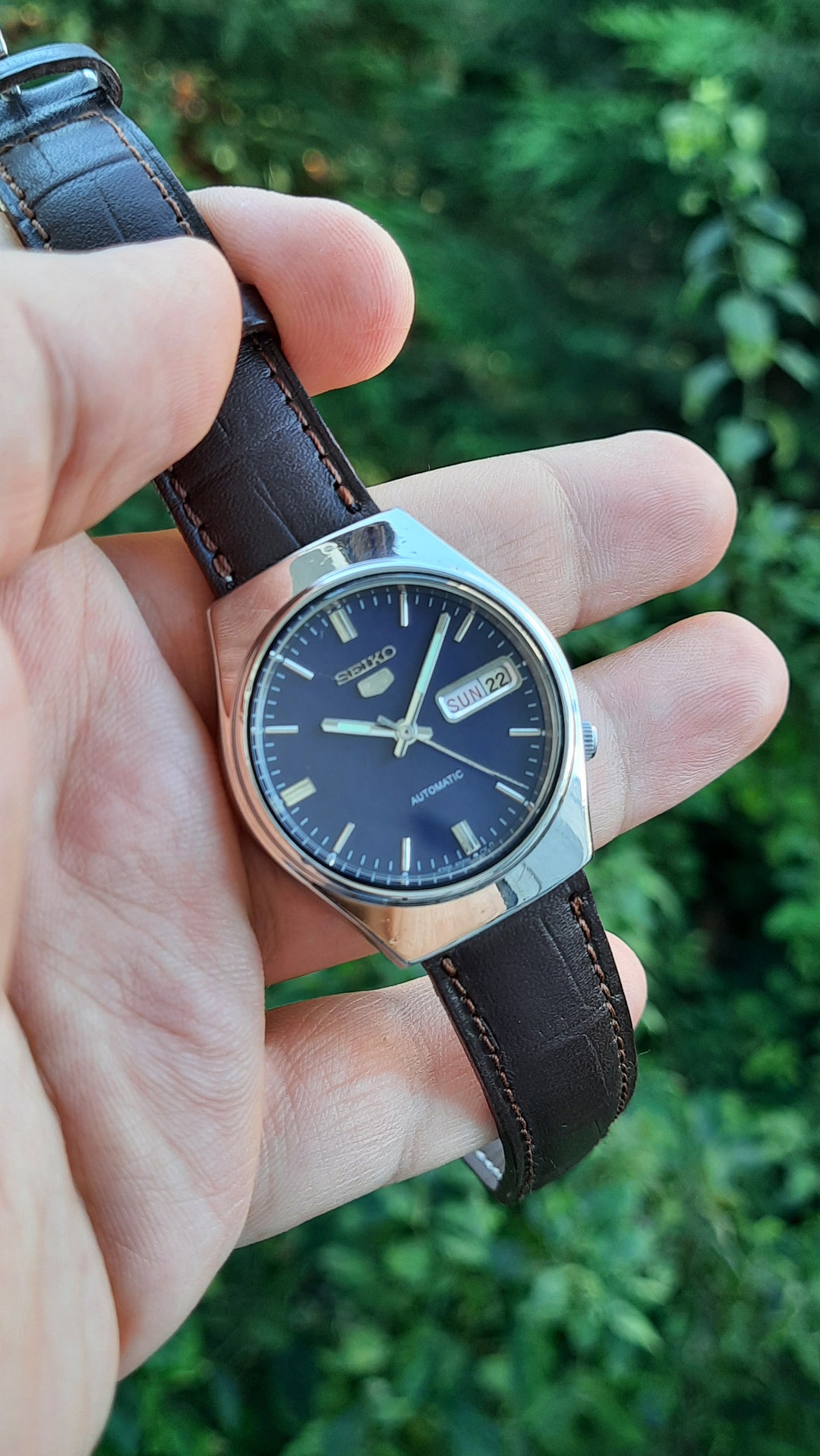 Seiko 5 Dark Blue Dial - Etsy