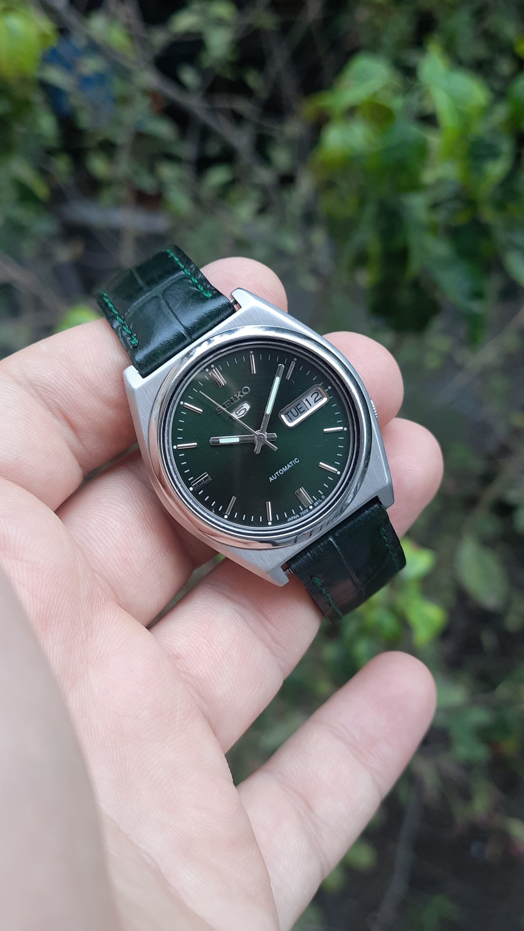 Seiko 5 Green Dial Green Strap - Etsy