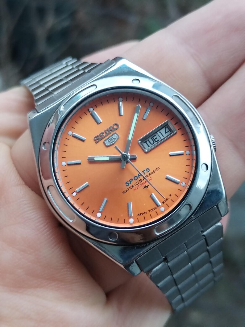 Vintage Refurbished Seiko 5 Automatic Watch - 1980s Orange Dial - Etsy