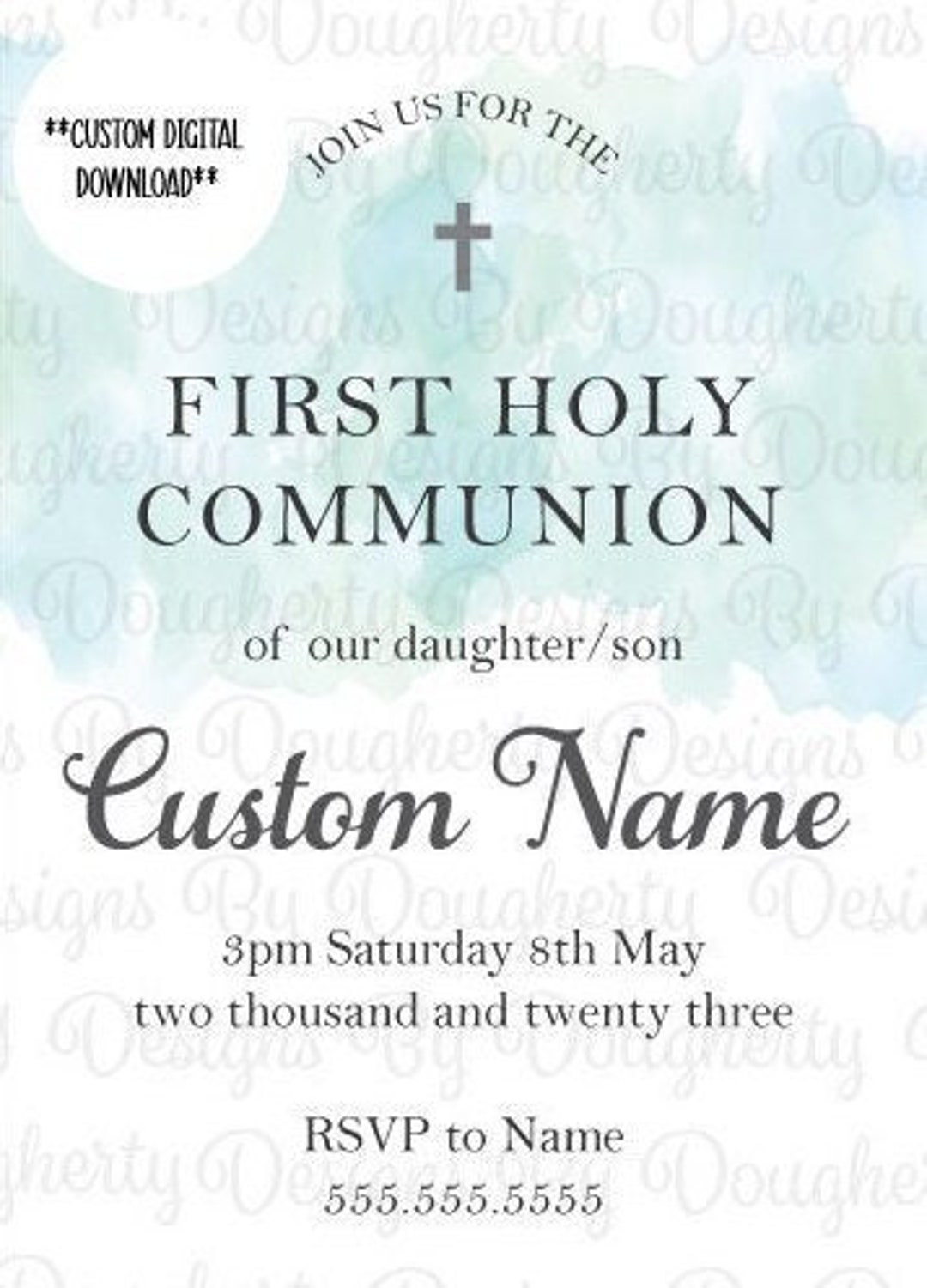 First Holy Communion Invitation CUSTOM DIGITAL DOWNLOAD - Etsy