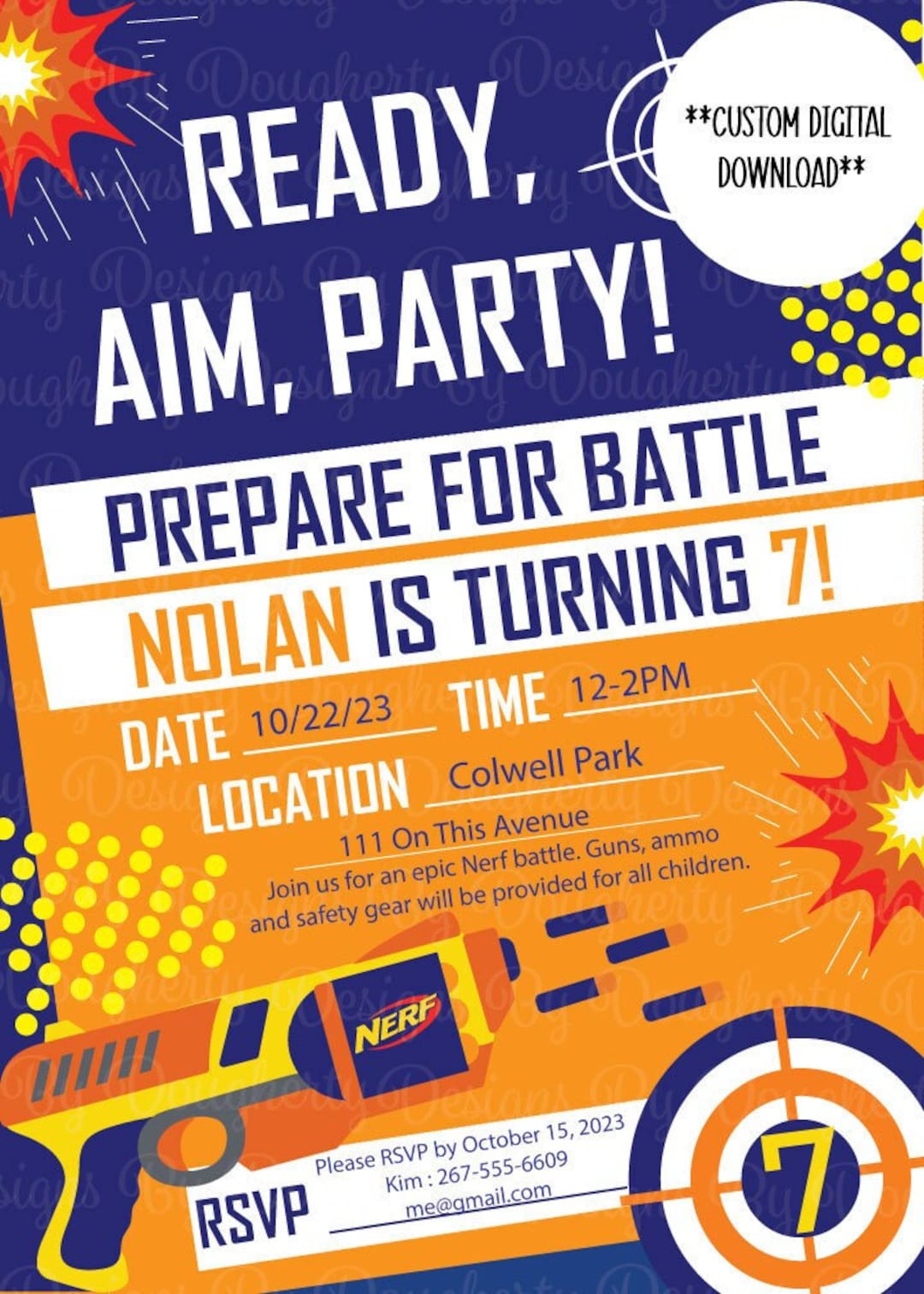 Ready, Aim, Party Birthday Invitation **CUSTOM DESIGNED Digital ...