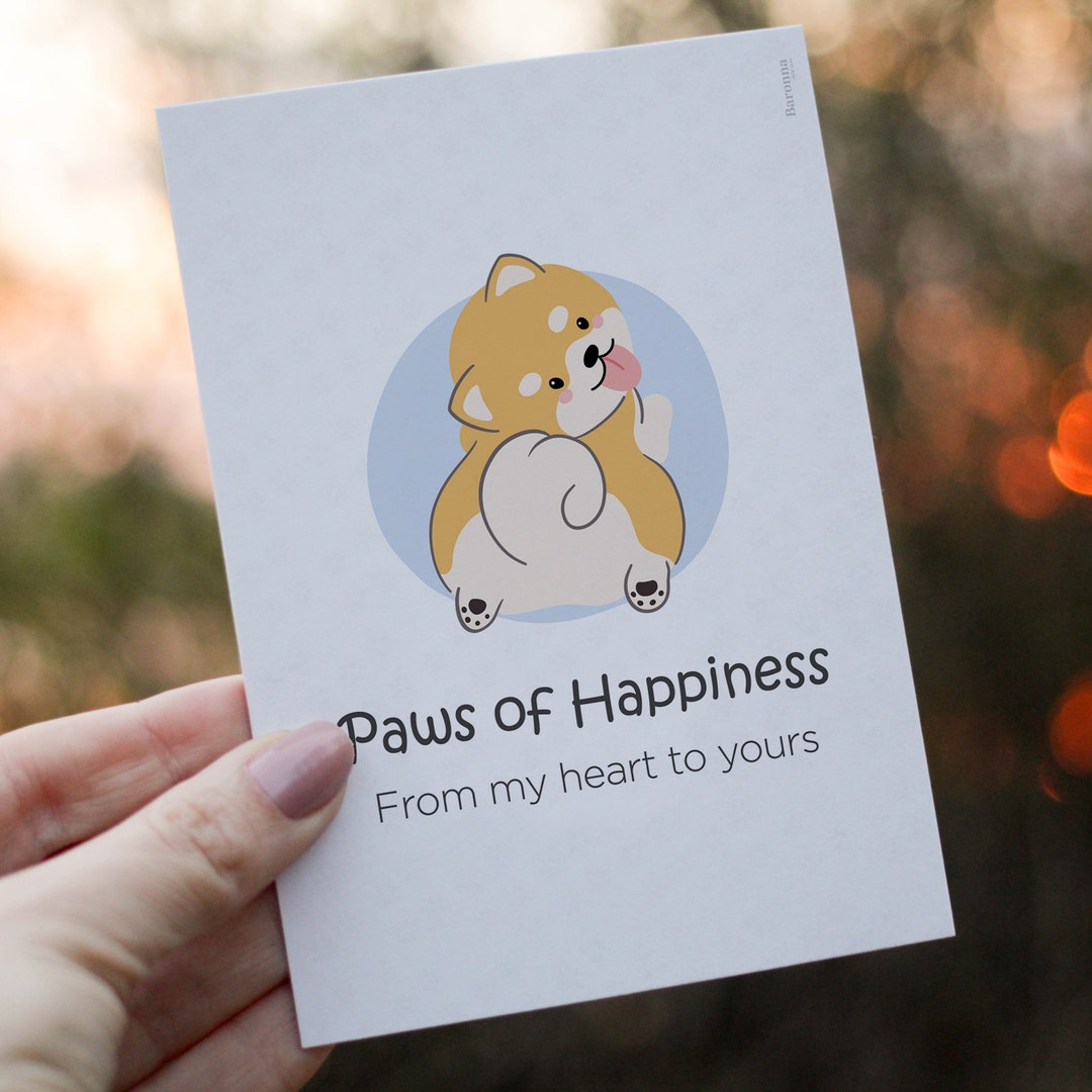 Printable Greeting Card Digital Download, Cute Dog Instant Download ...