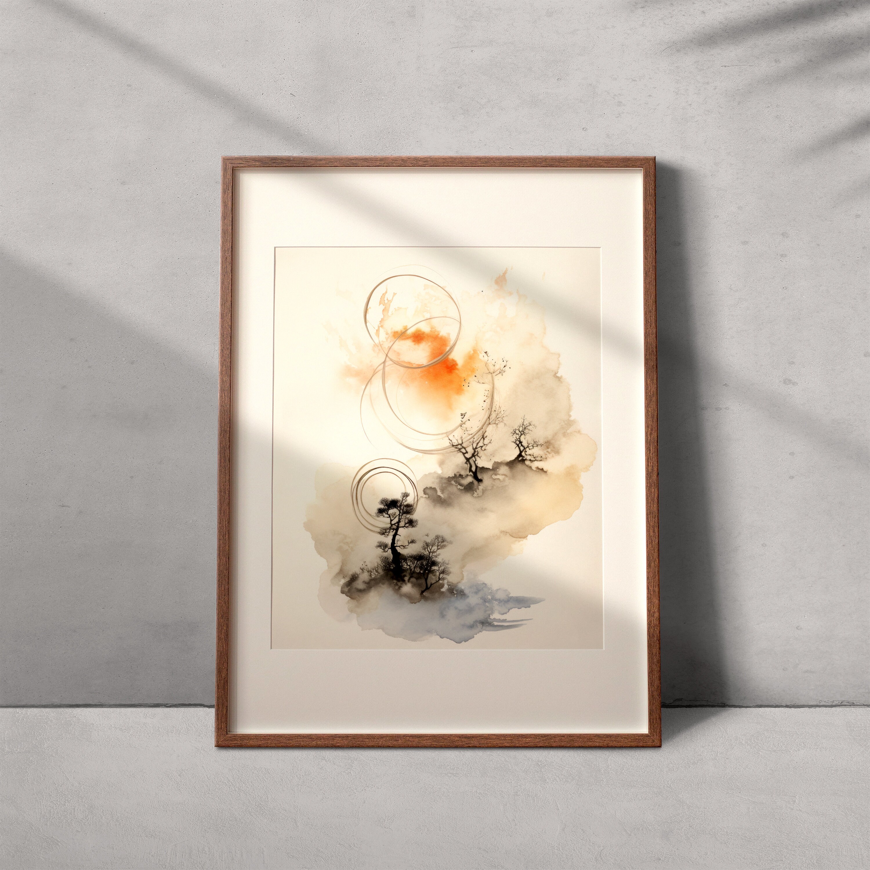 Abstract Japanese Landscape Print, Digital Download Printable Wall Art ...