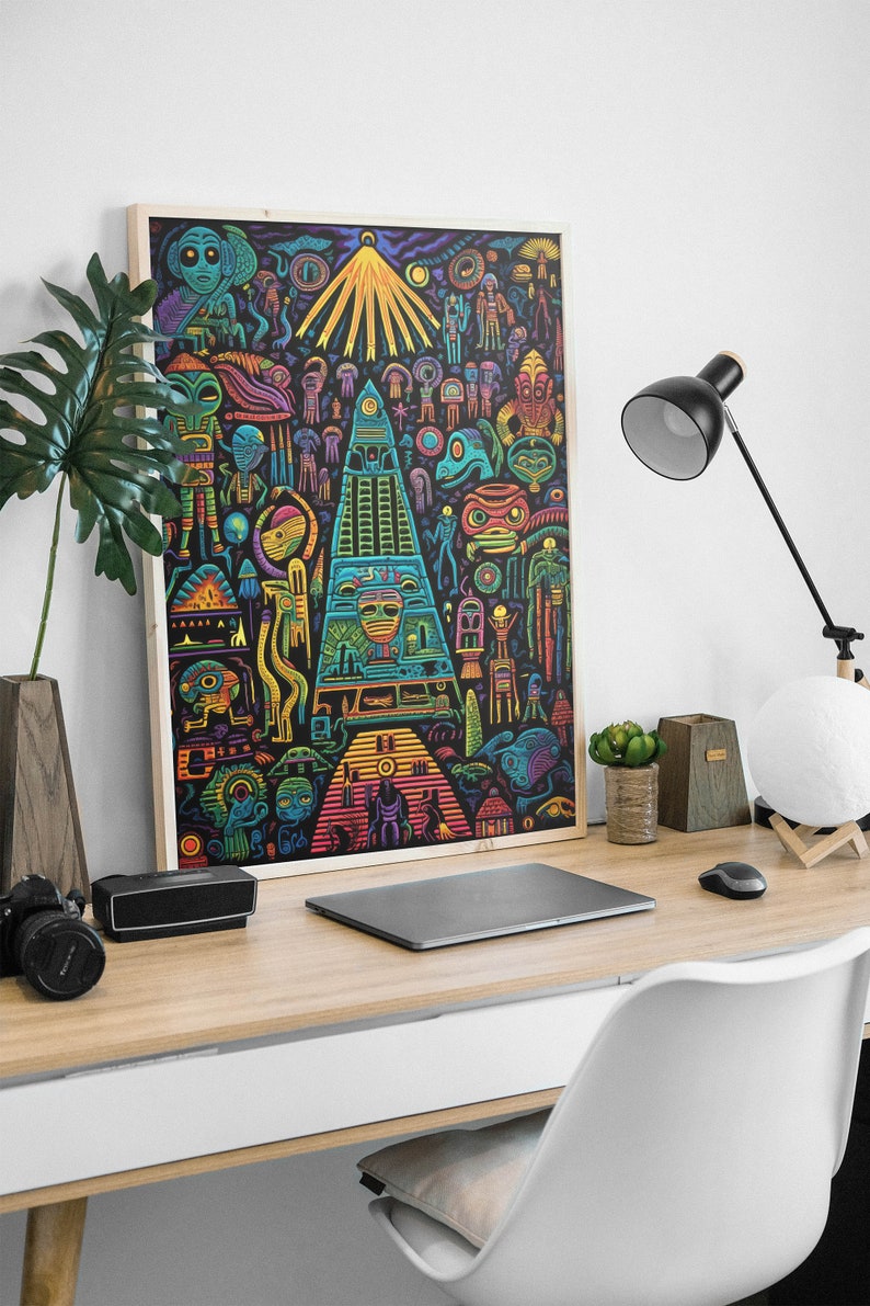 Trippy Mesoamerican Art Print, Digital Download, Printable Wall Art ...