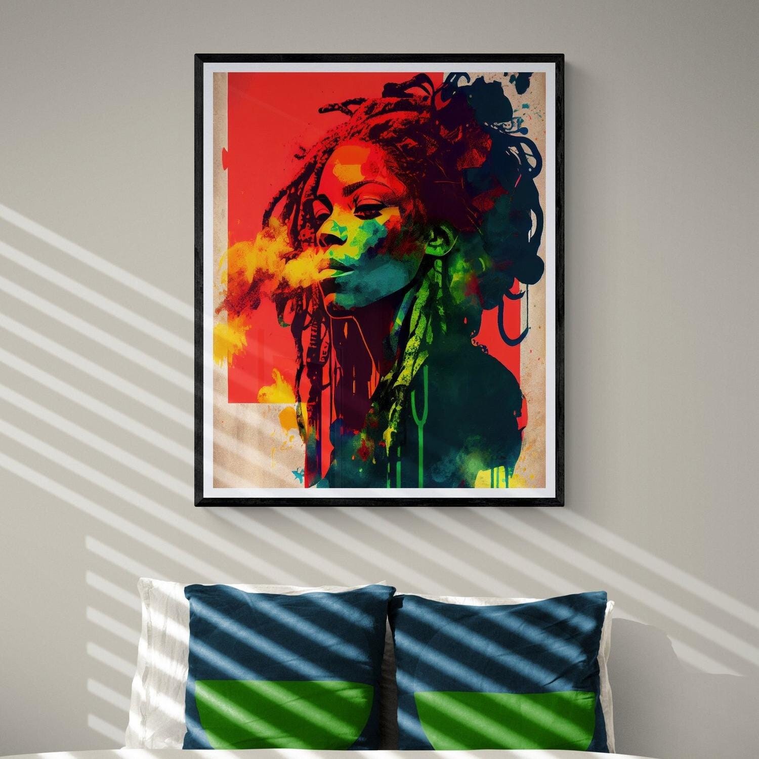 Jamaican Women Portrait | Acrylic Style | Printable Wall Art | Abstract ...