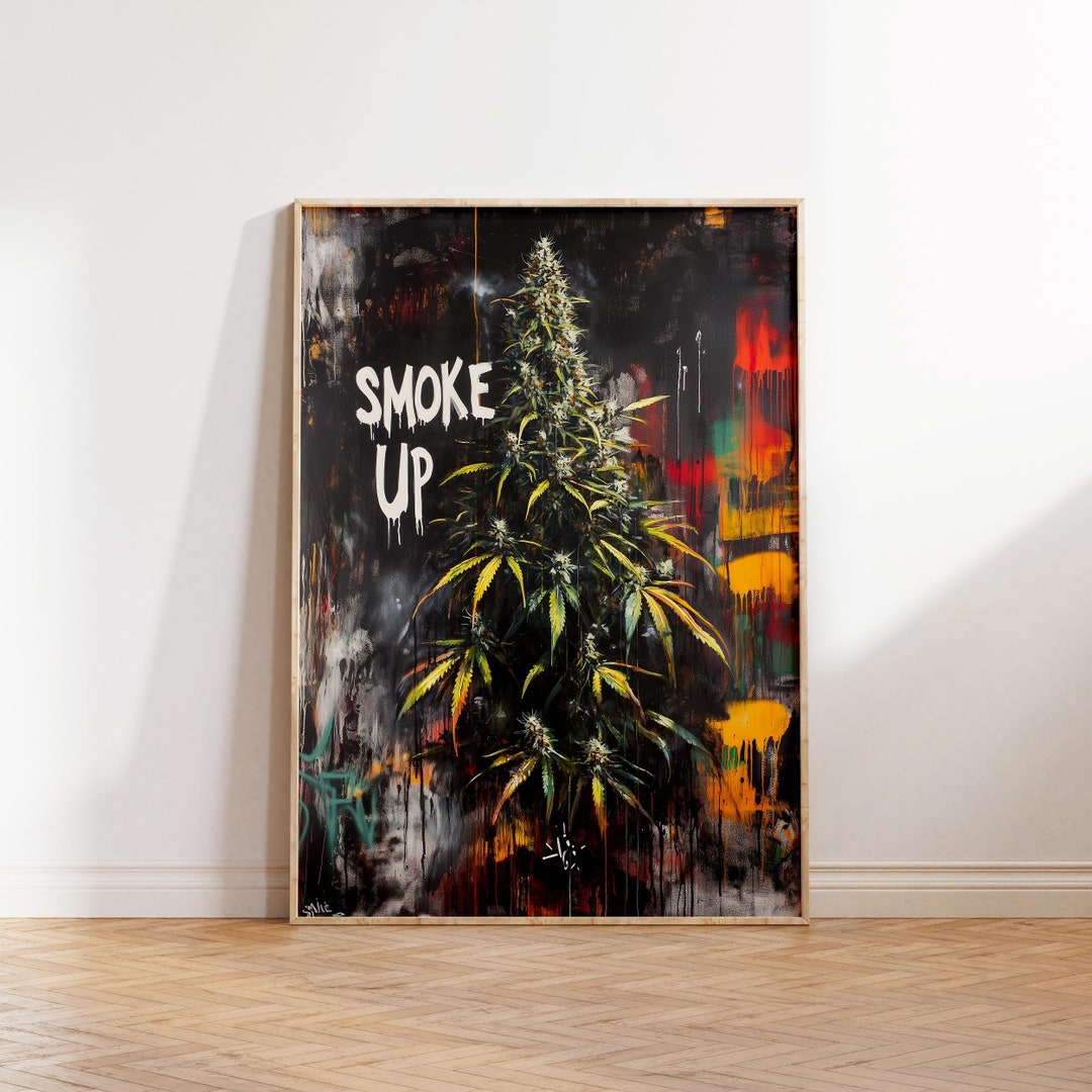 Abstract Marijuana Painting, Printable Wall Art, Digital Download ...