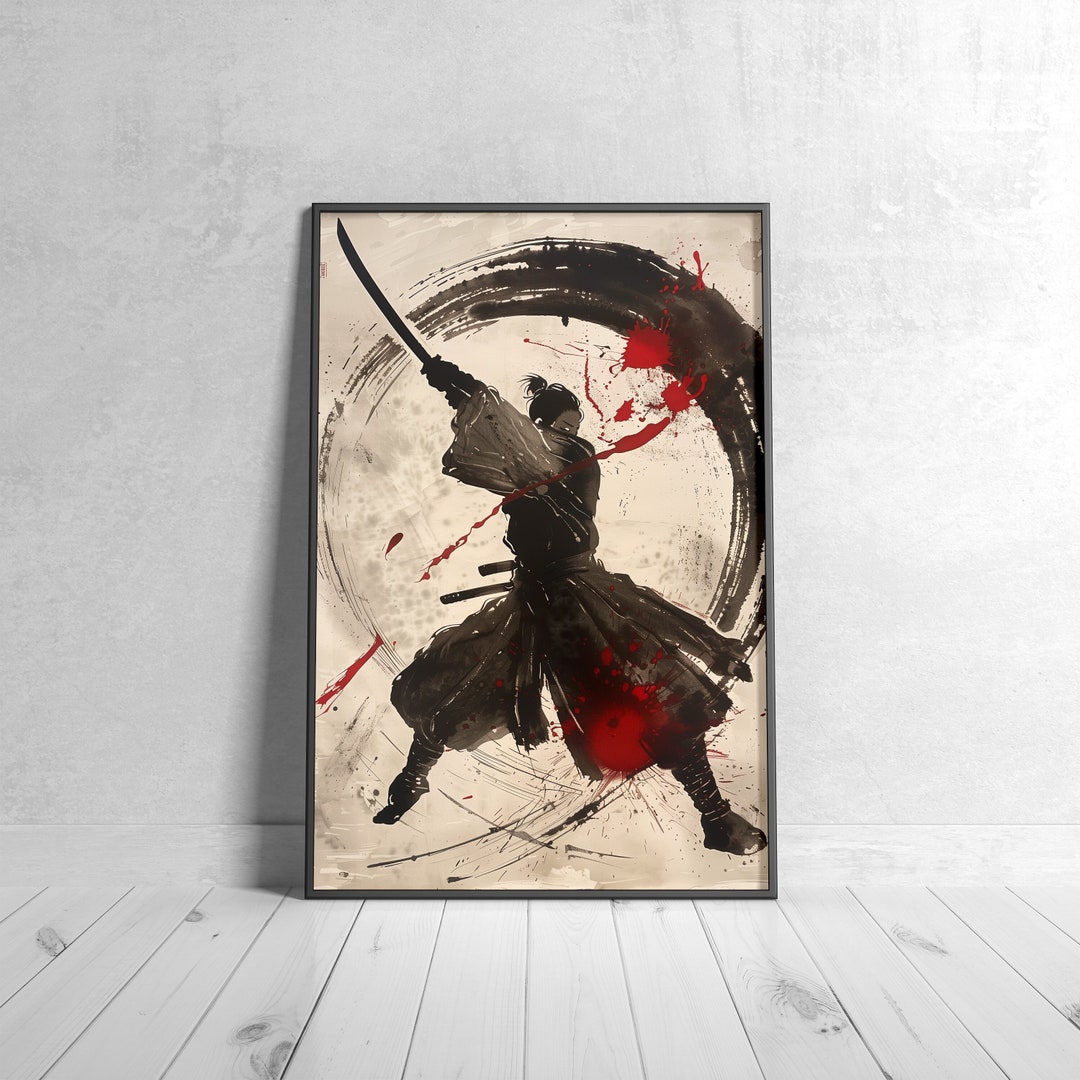 Trendy Sumi Ink Samurai Print, Digital Download, Printable Wall Art ...