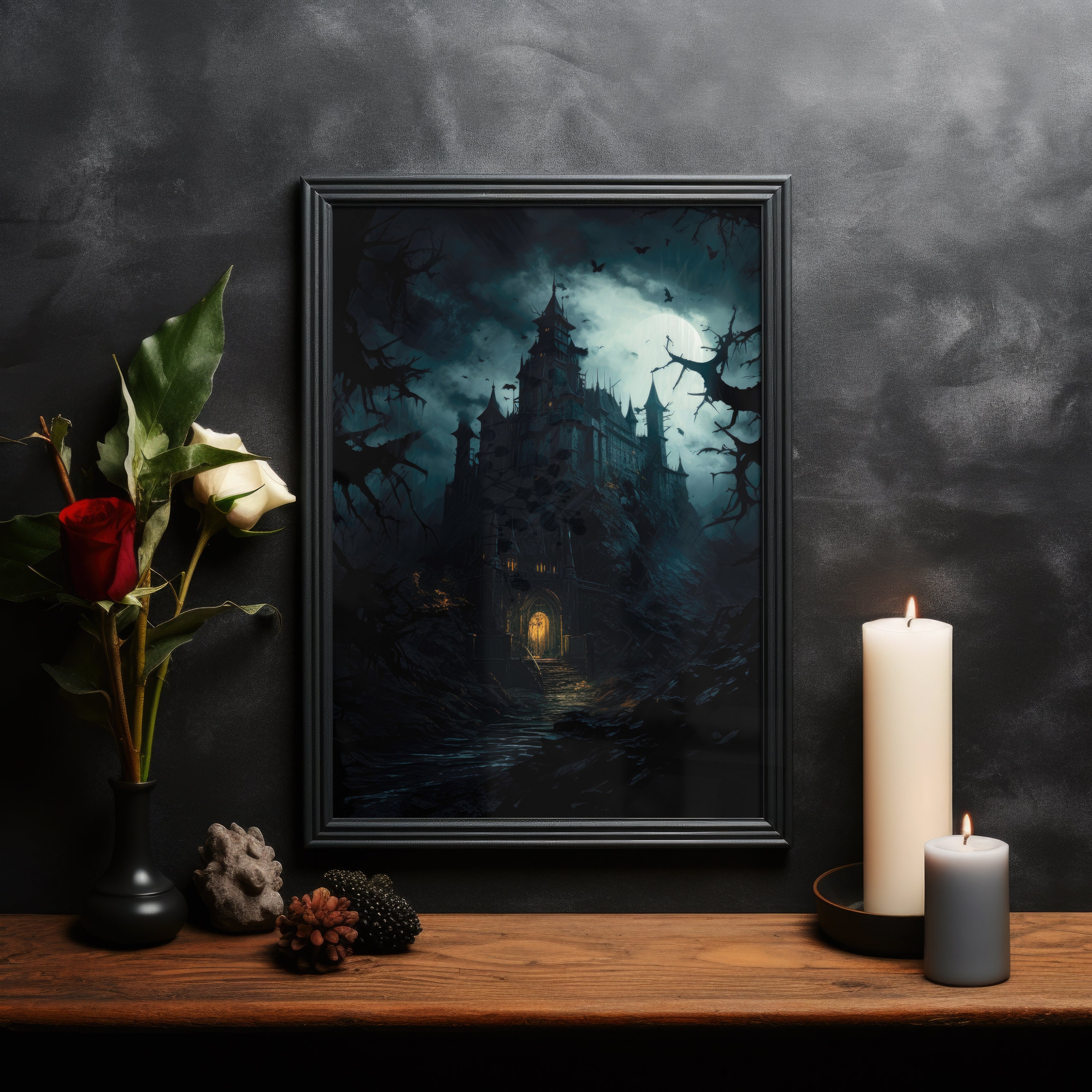 Dark Academia Castle Landscape, Printable Wall Art, Instant Download ...