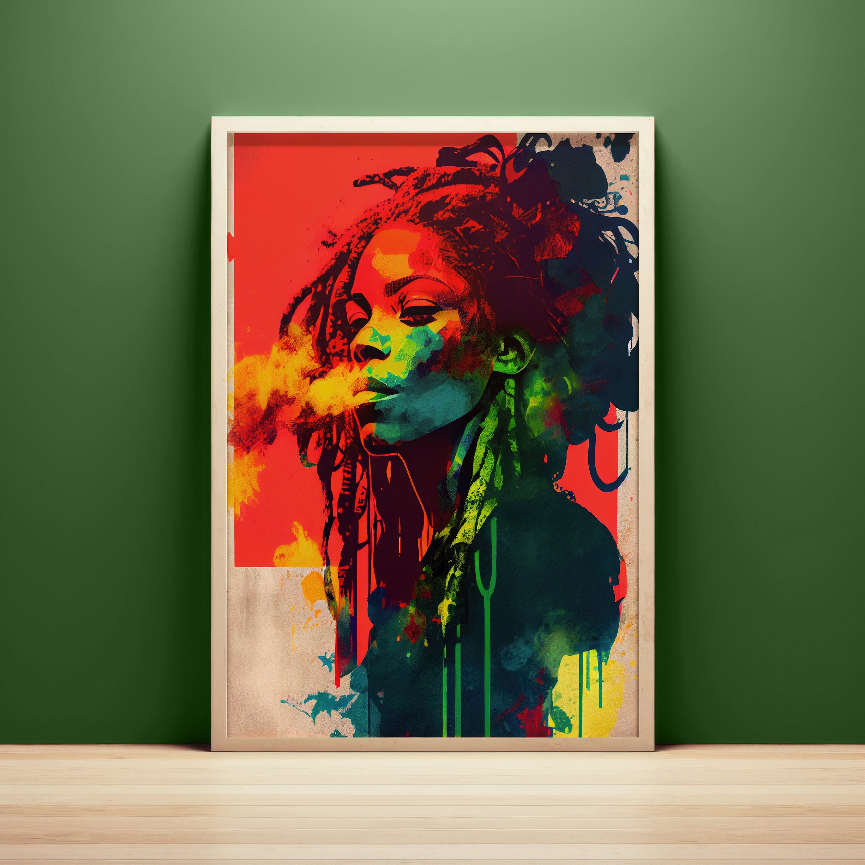 Jamaican Women Portrait | Acrylic Style | Printable Wall Art | Abstract ...