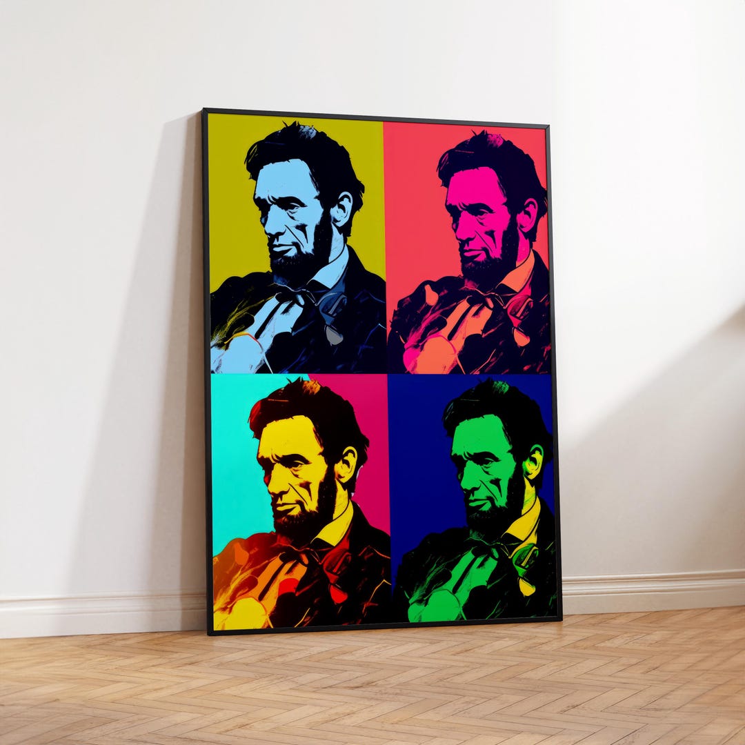 Vibrant Abraham Lincoln Portrait, Printable Wall Art Instant Download ...
