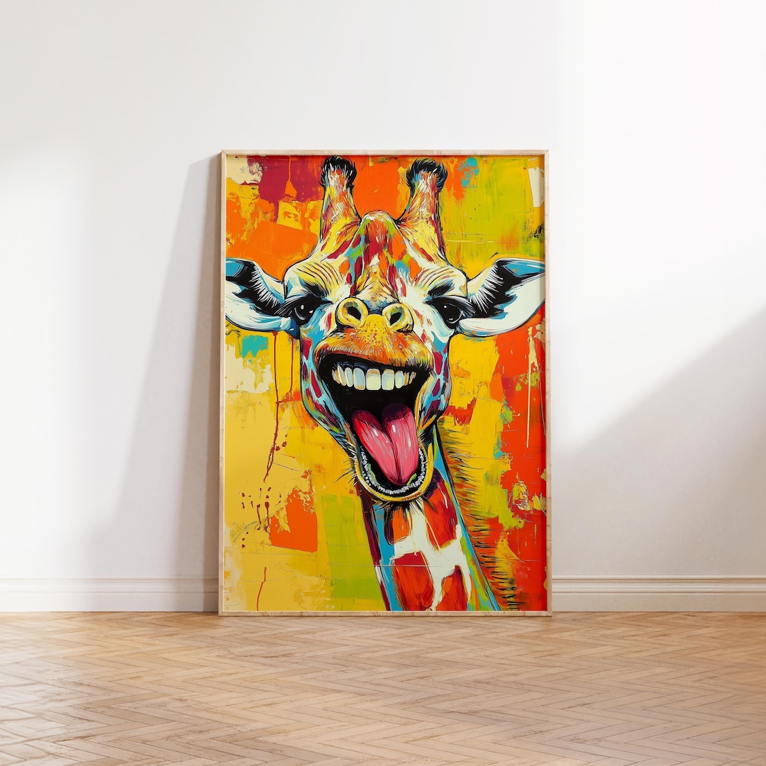 Funky Giraffe Pop Art Poster, Printable Wall Art, Digital Download ...