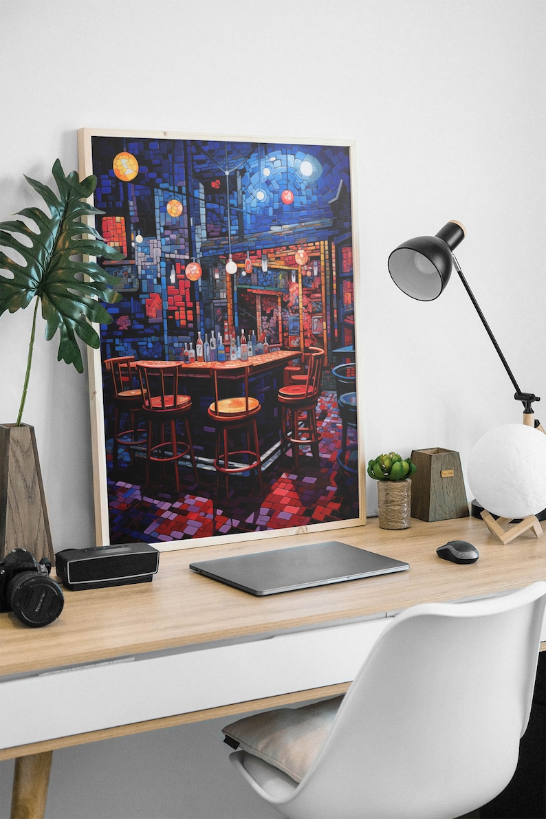 Vibrant Surreal Saloon Scene Printable Wall Art, Digital Download ...