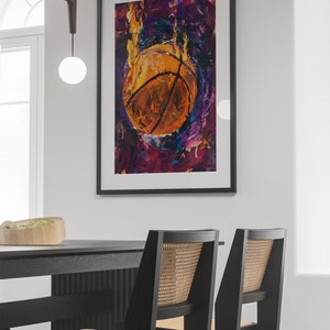 Burning Basketball Poster, Trendy Printable Wall Art, Digital Download ...