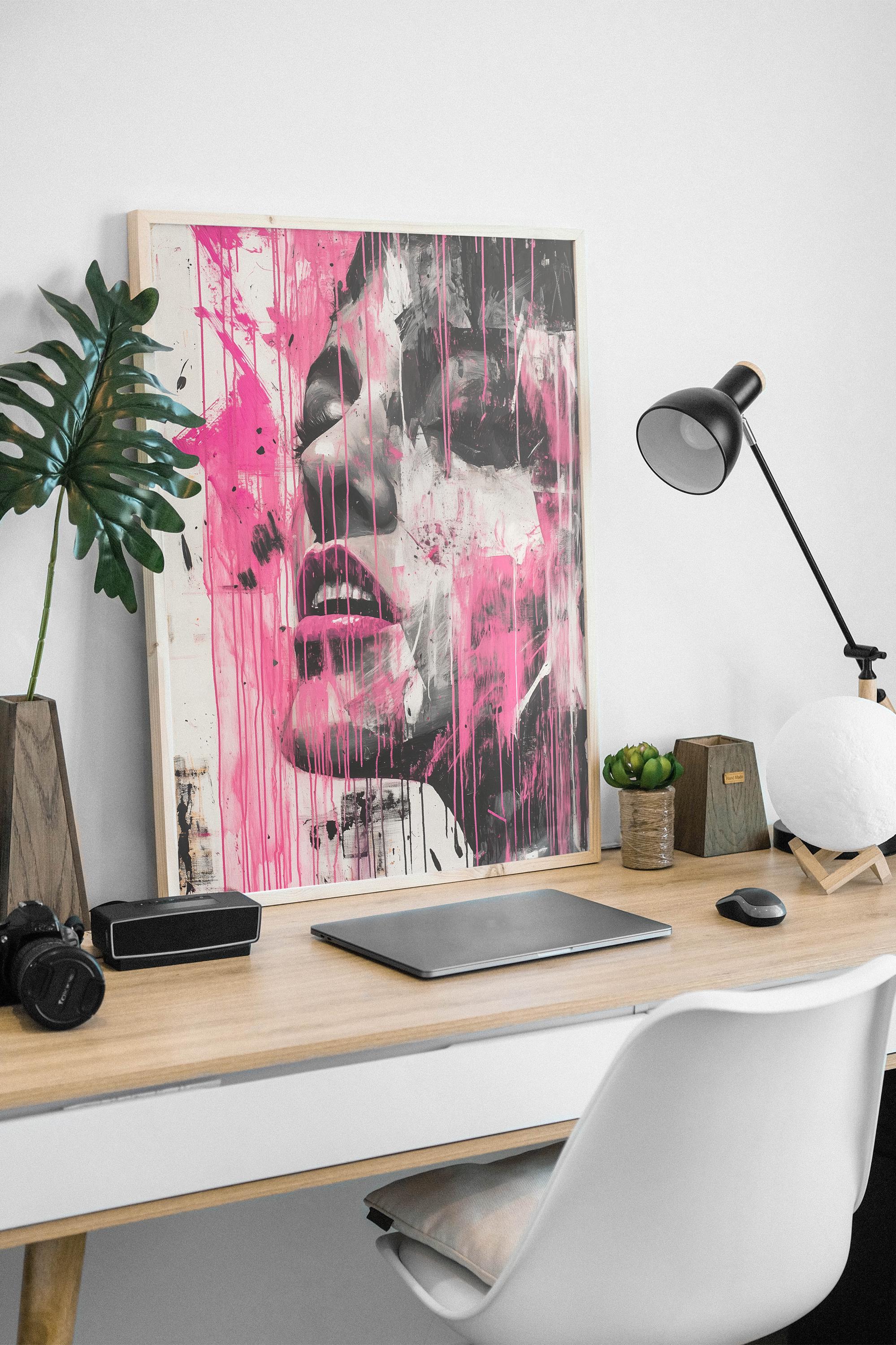Moody Brash Pink Maximalist Print, Digital Download, Printable Wall Art ...