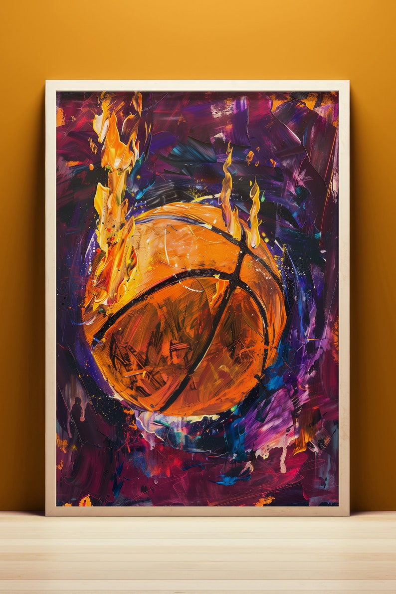Burning Basketball Poster, Trendy Printable Wall Art, Digital Download ...