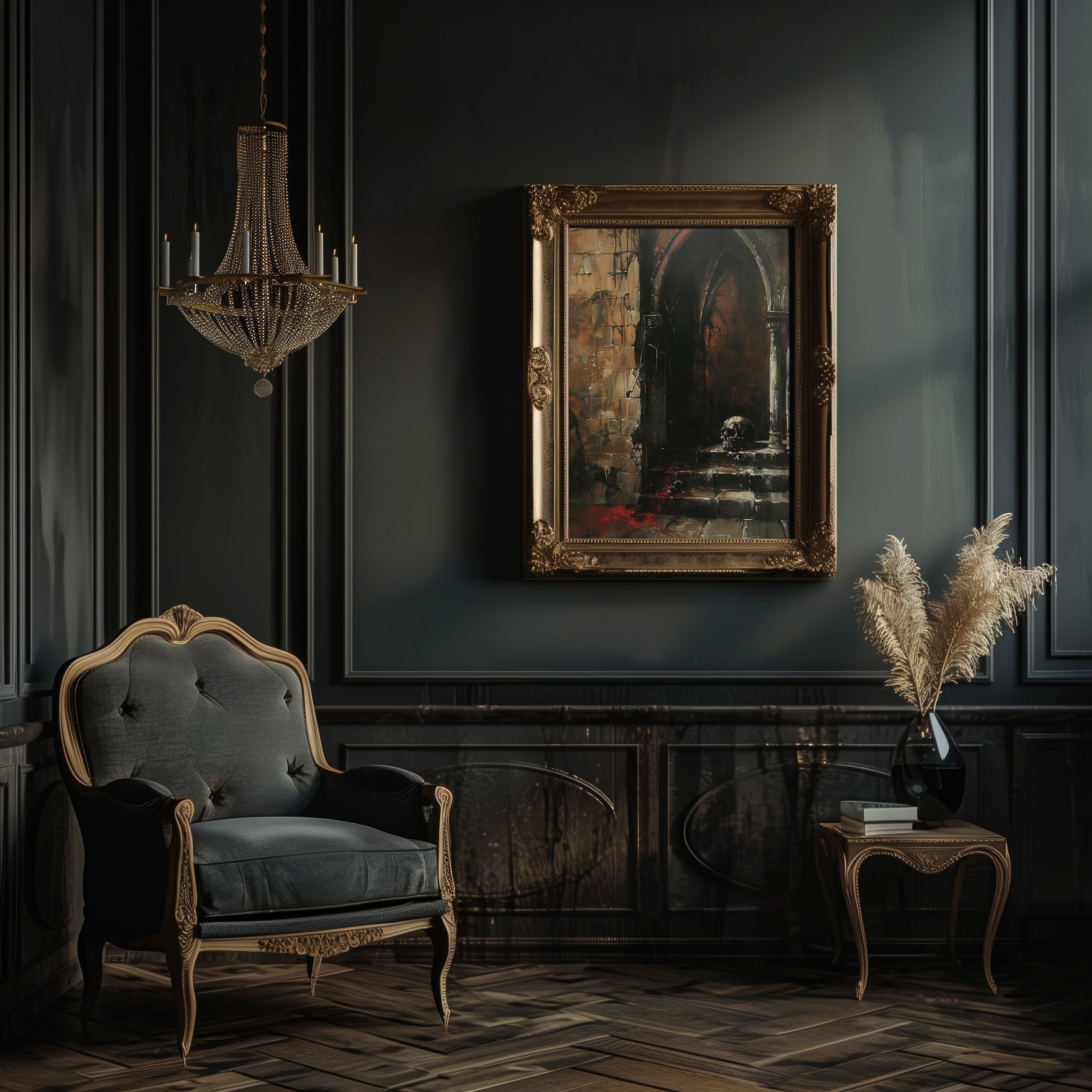 Macabre Dark Academia Painting, Printable Wall Art, Instant Download ...